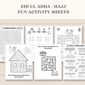 Eid Ul Adha Activity Book Printable, Eid Activity Printable, Hajj Kids ...