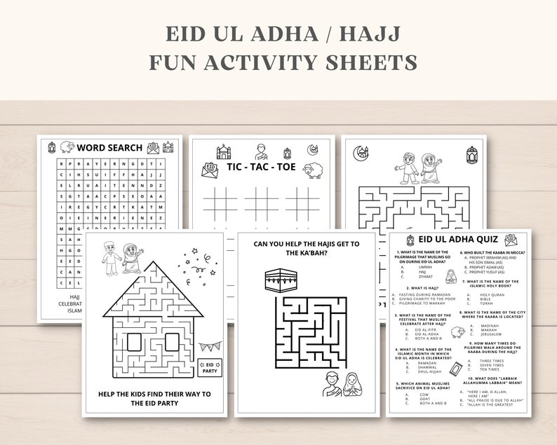 Eid Ul Adha Activity Book Printable, Eid Activity Printable, Hajj Kids ...