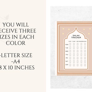 Salah Tracker Printable, Daily Salah Tracker, Salah Chart, Prayer Chart ...