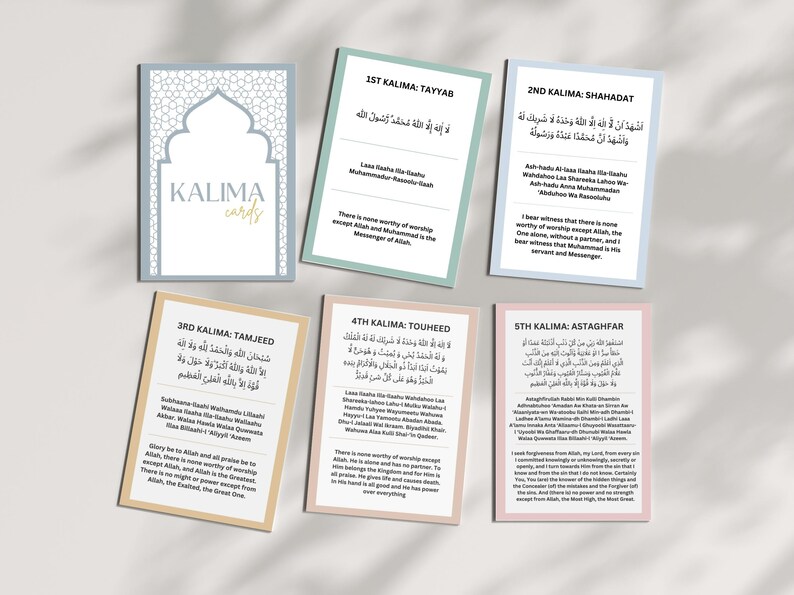 Kalima Flashcards, the Six Kalimas, Kalima of Islam, Kalima Flashcard ...