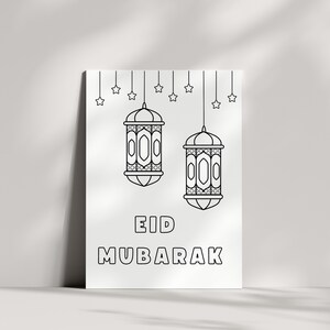 Eid Coloring Cards, DIY Eid Cards, Eid Card Printable, Eid Mubarak Card ...
