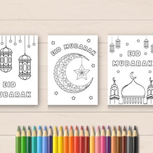 Eid Coloring Cards, DIY Eid Cards, Eid Card Printable, Eid Mubarak Card ...