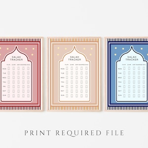 Salah Tracker Printable, Daily Salah Tracker, Salah Chart, Prayer Chart ...