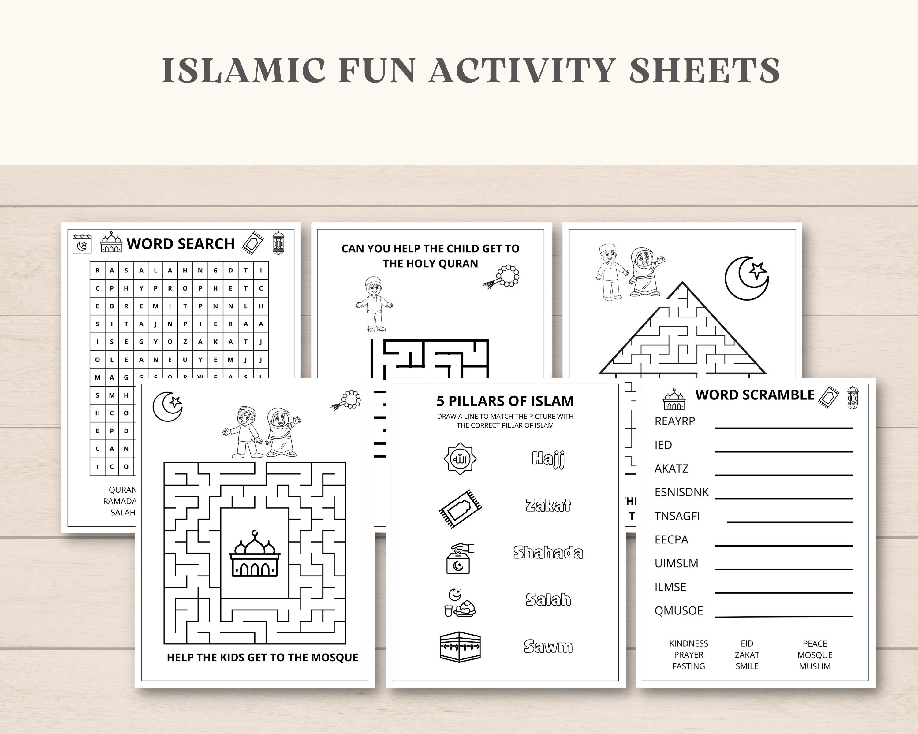Islamic Activities Printable, Islamic Kids Activity, Islamic Coloring ...
