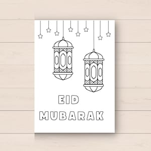 Eid Coloring Cards, DIY Eid Cards, Eid Card Printable, Eid Mubarak Card ...