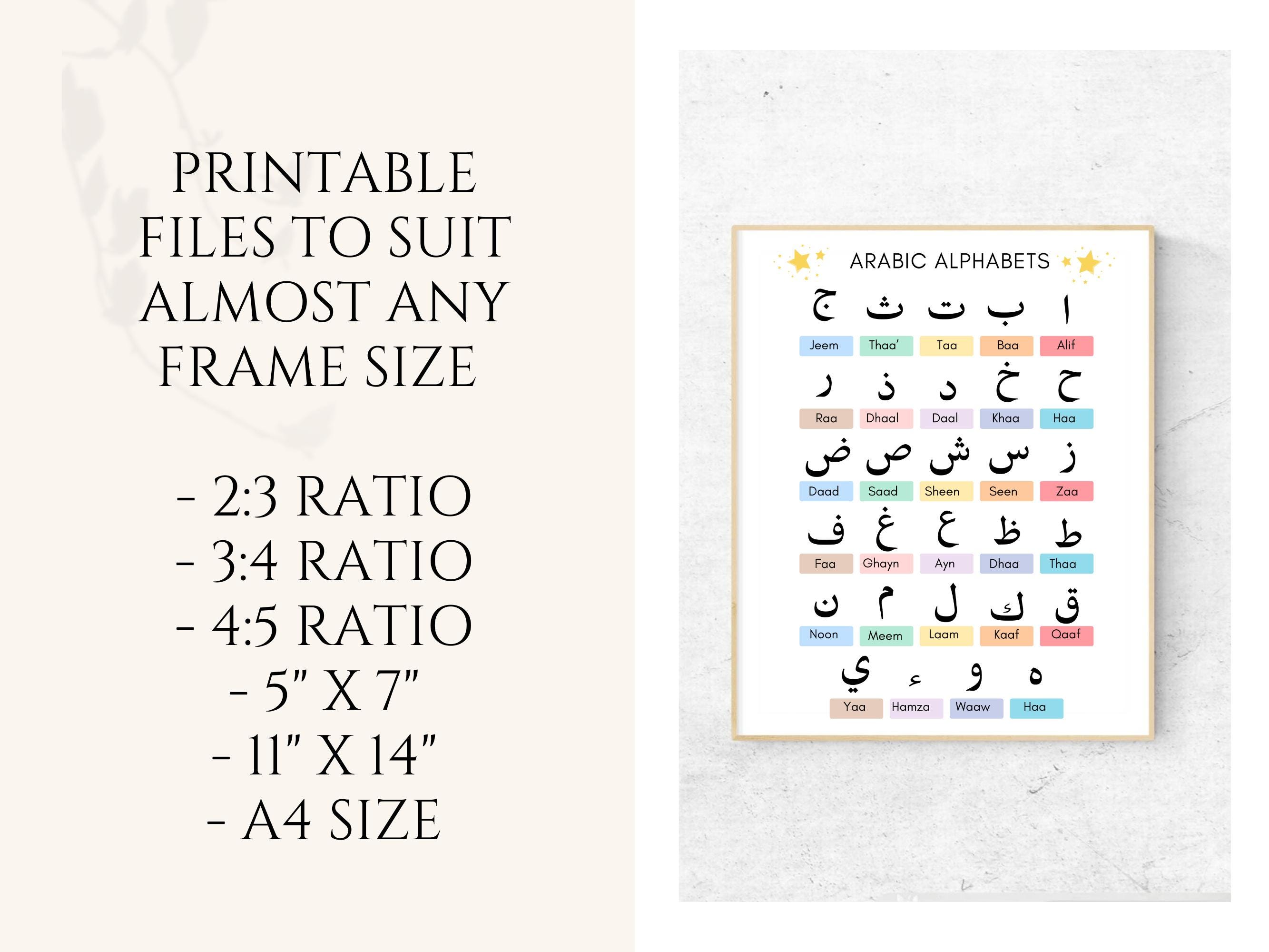 Arabic Alphabet Poster, Arabic Letters Wall Art, Arabic Alphabet Chart ...