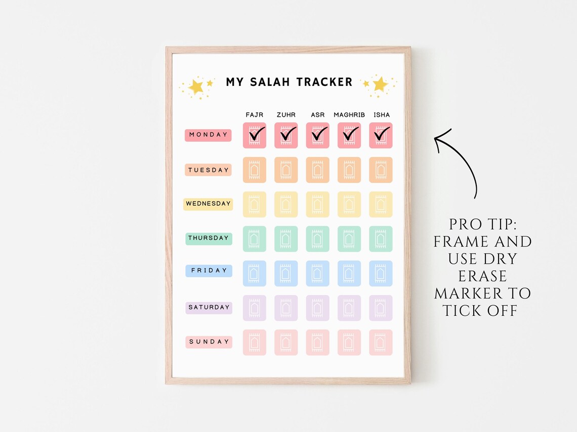 Islamic Salah Tracker, Prayer Tracker, Salah Tracker Printable, Daily ...