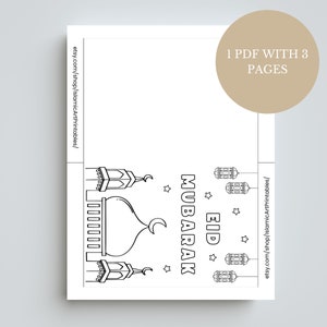 Eid Coloring Cards, DIY Eid Cards, Eid Card Printable, Eid Mubarak Card ...