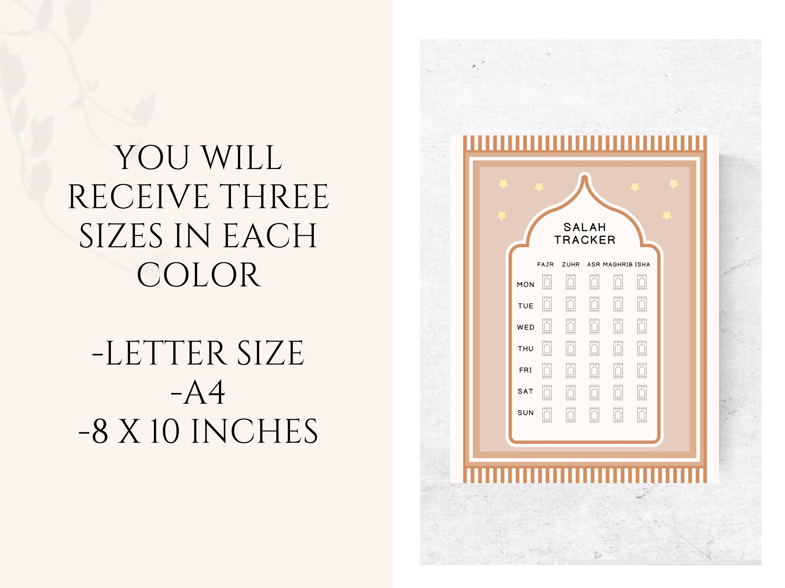 Salah Tracker Printable, Daily Salah Tracker, Salah Chart, Prayer Chart ...
