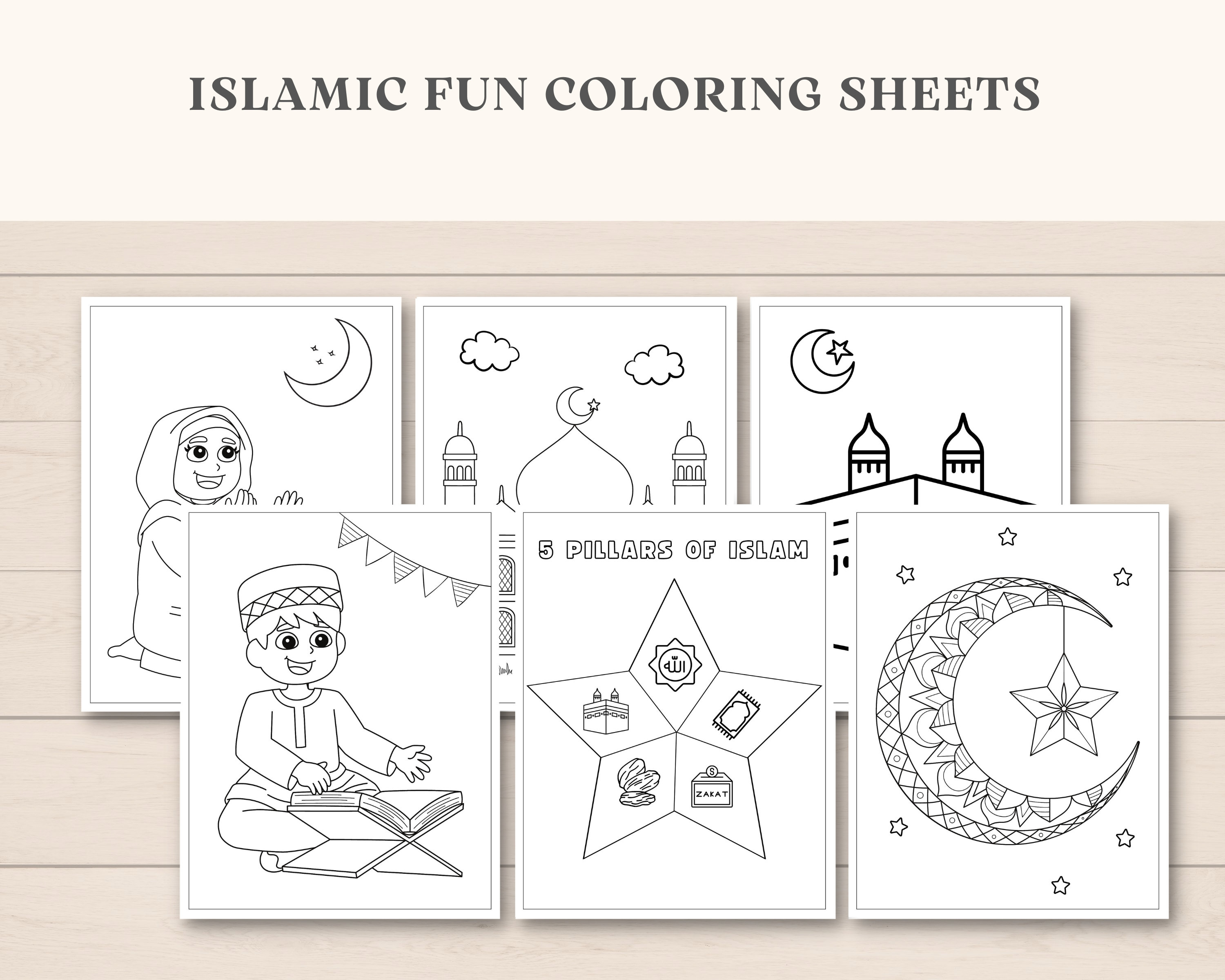 Islamic Activity Book Printable, Islamic Activities Printable, Islamic Coloring, Muslim Kids ...
