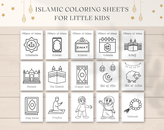 Coloring Book for Muslim Kids, Printable 20 Pages, Muslim Printable ...