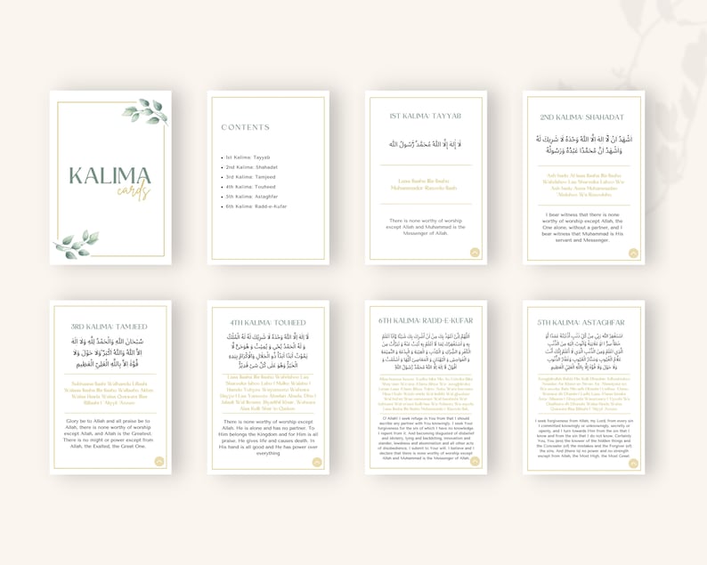 Kalima Flashcards, Digital Kalma Cards, the Six Kalimas, Kalima of ...