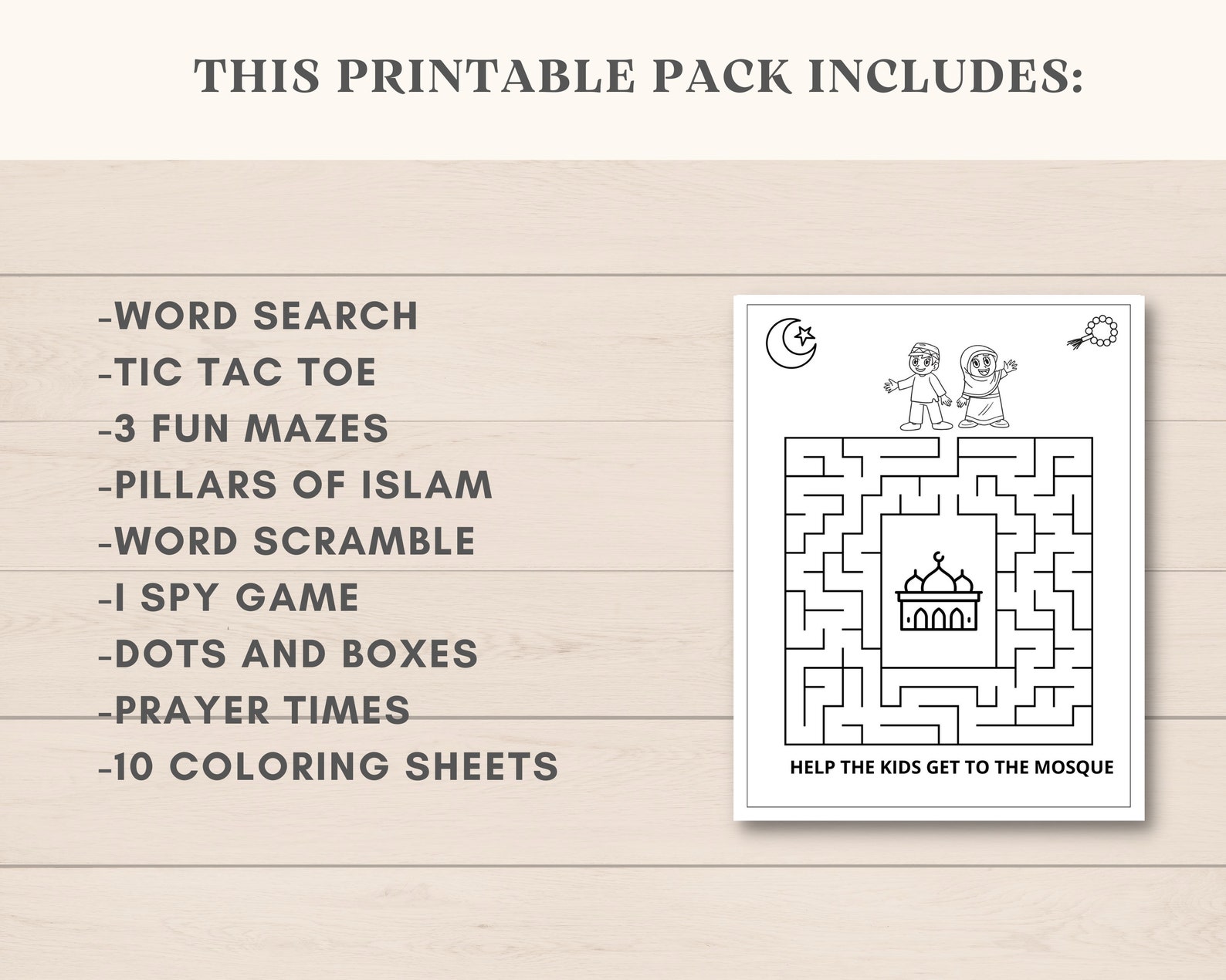 Islamic Activity Book Printable, Islamic Activities Printable, Islamic ...