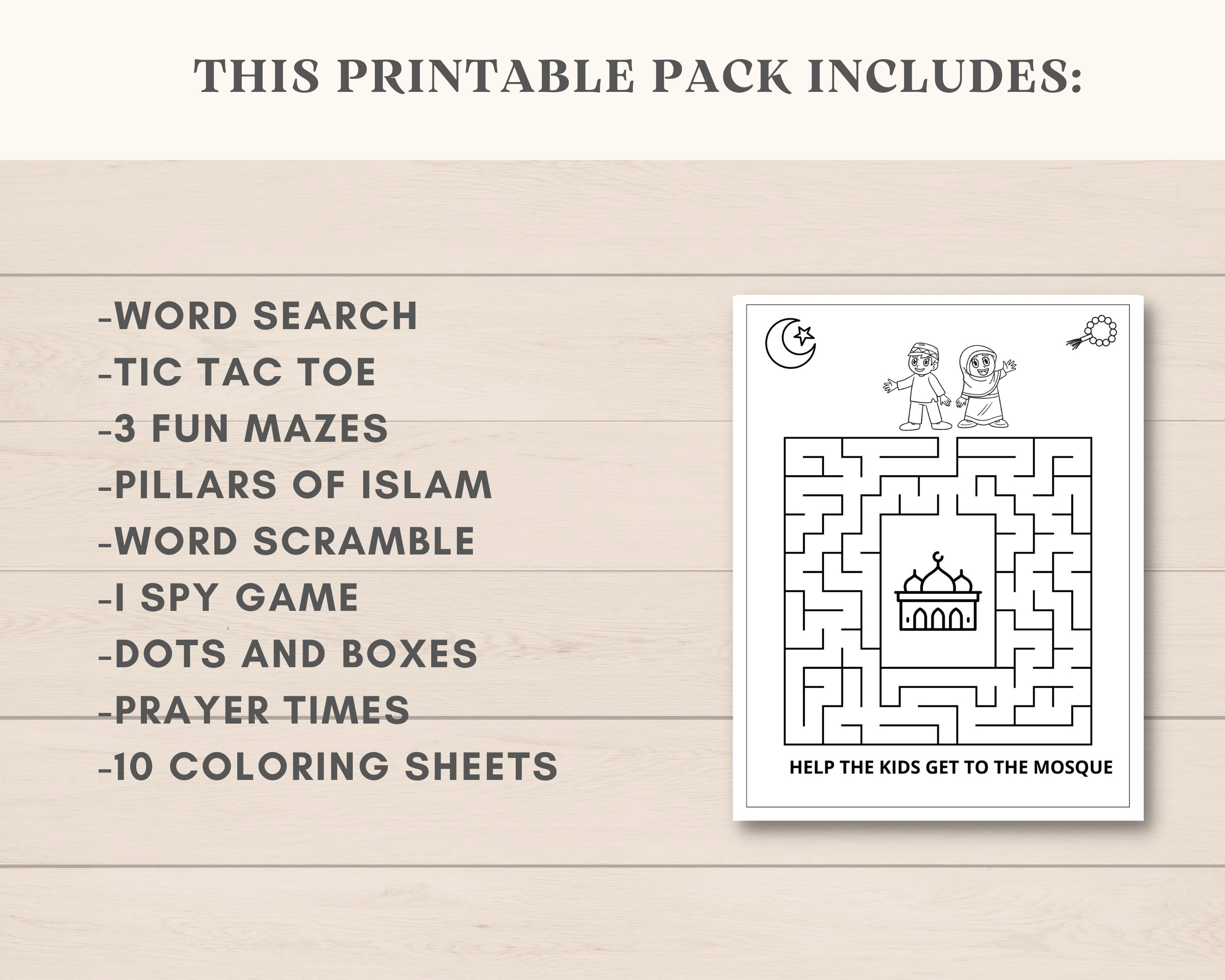Islamic Activity Book Printable, Islamic Activities Printable, Islamic ...