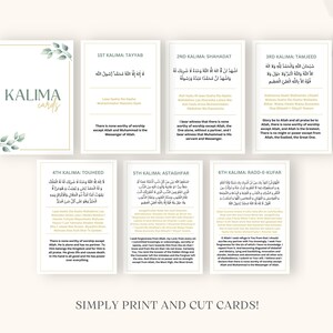 Kalmah Flashcards Printable, the Six Kalmahs, Kalmah of Islam, Kalimah ...