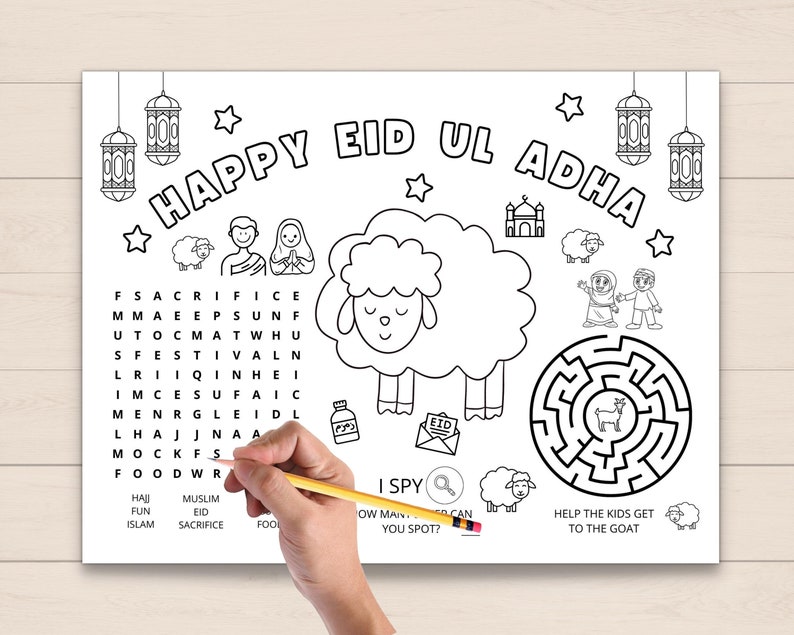 Eid Ul Adha Placemat Printable Eid Al Adha Activity Eid Ul - Etsy