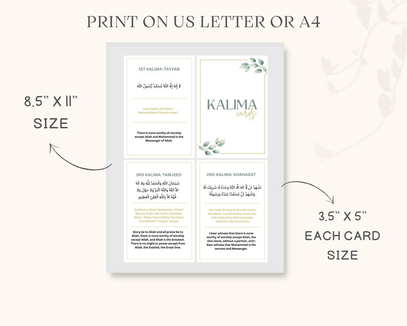 Kalmah Flashcards Printable, the Six Kalmahs, Kalmah of Islam, Kalimah ...