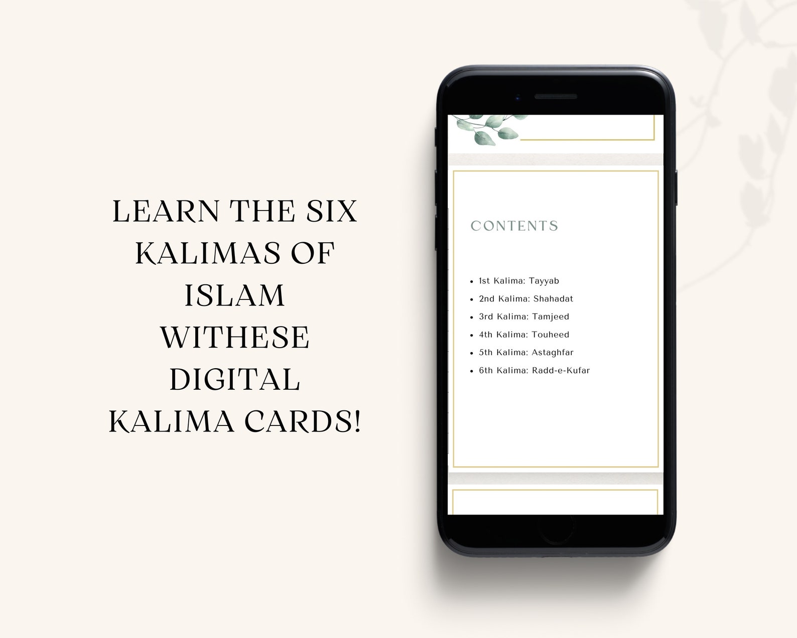 Kalima Flashcards, Digital Kalma Cards, the Six Kalimas, Kalima of ...