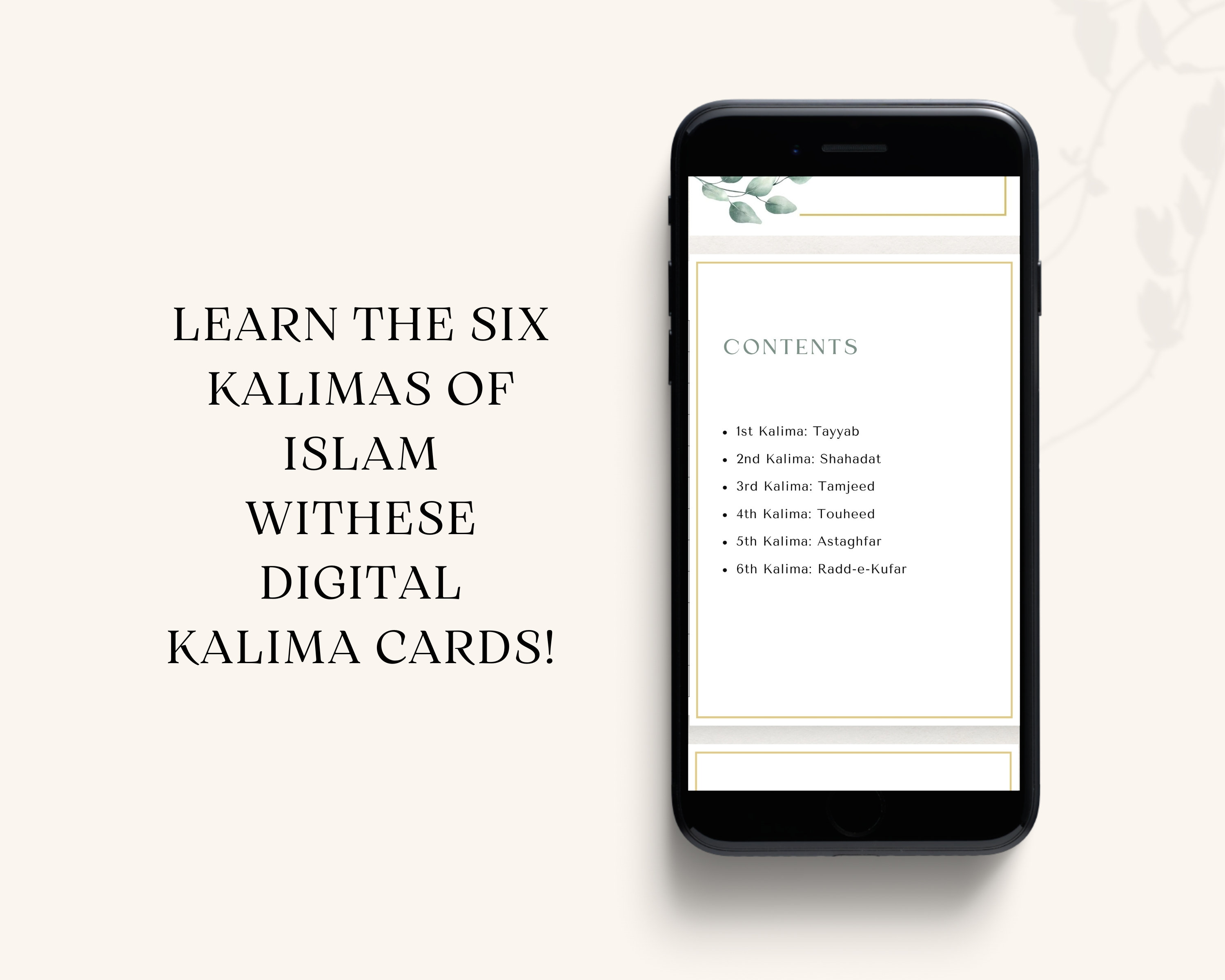 Kalima Flashcards, Digital Kalma Cards, the Six Kalimas, Kalima of ...