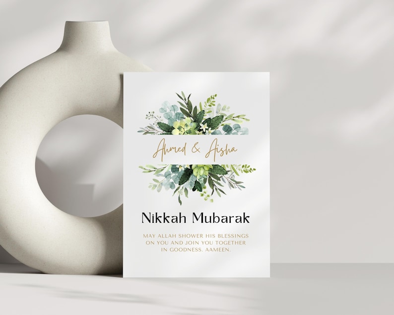 Personalised Nikkah Mubarak Card, Nikkah Greeting Card, Islamic Wedding ...