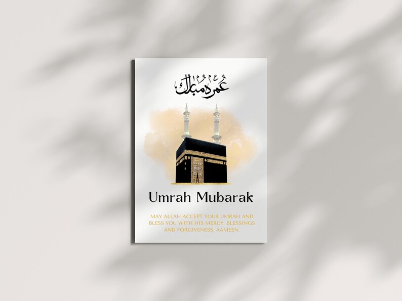 Umrah Mubarak Card, Umrah Greeting Card, Umrah Card Printable, Islamic ...