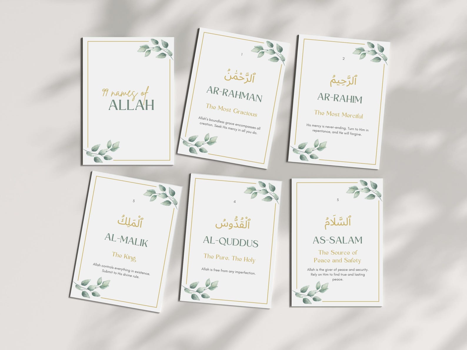 99 Names of Allah Cards, 99 Names of Allah, Asma Ul Husna, Muslim Gift ...