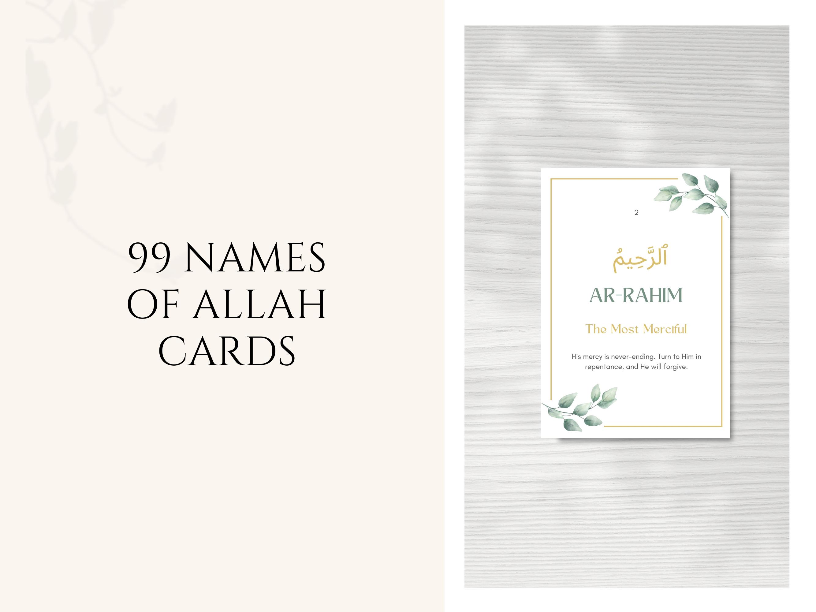 99 Names of Allah Cards, 99 Names of Allah, Asma Ul Husna, Muslim Gift ...