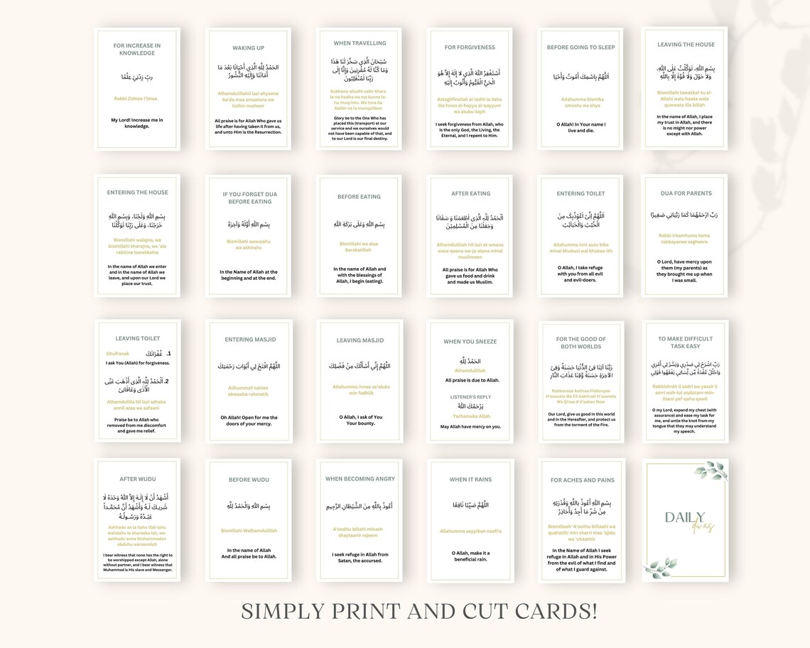 Dua Cards Printable Daily Duas Islamic Duas Dua Book - Etsy