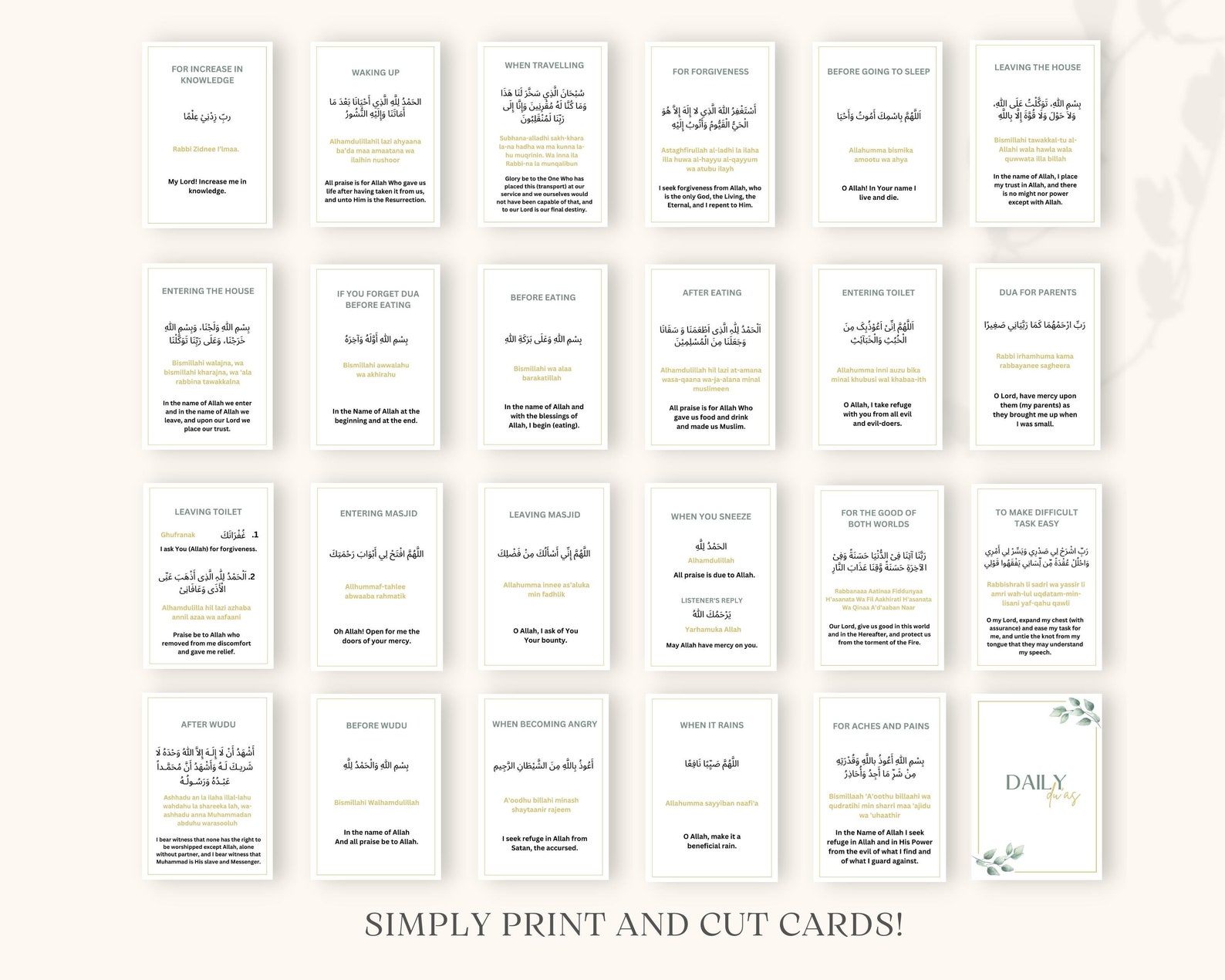 Dua Cards Printable Daily Duas Islamic Duas Dua Book - Etsy