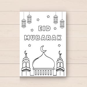 Eid Coloring Cards, DIY Eid Cards, Eid Card Printable, Eid Mubarak Card ...