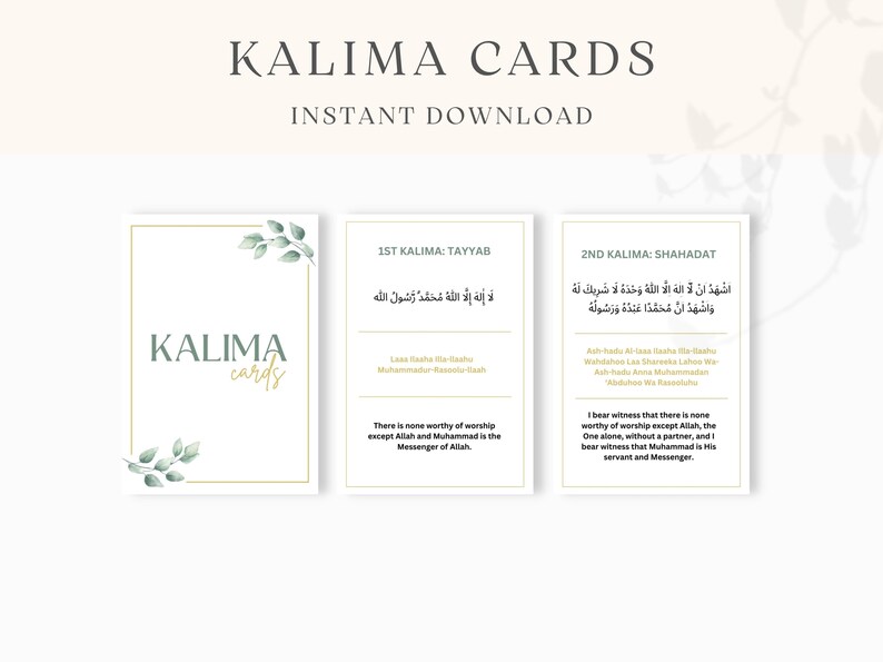 Kalmah Flashcards Printable, the Six Kalmahs, Kalmah of Islam, Kalimah ...