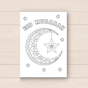 Eid Coloring Cards, DIY Eid Cards, Eid Card Printable, Eid Mubarak Card ...