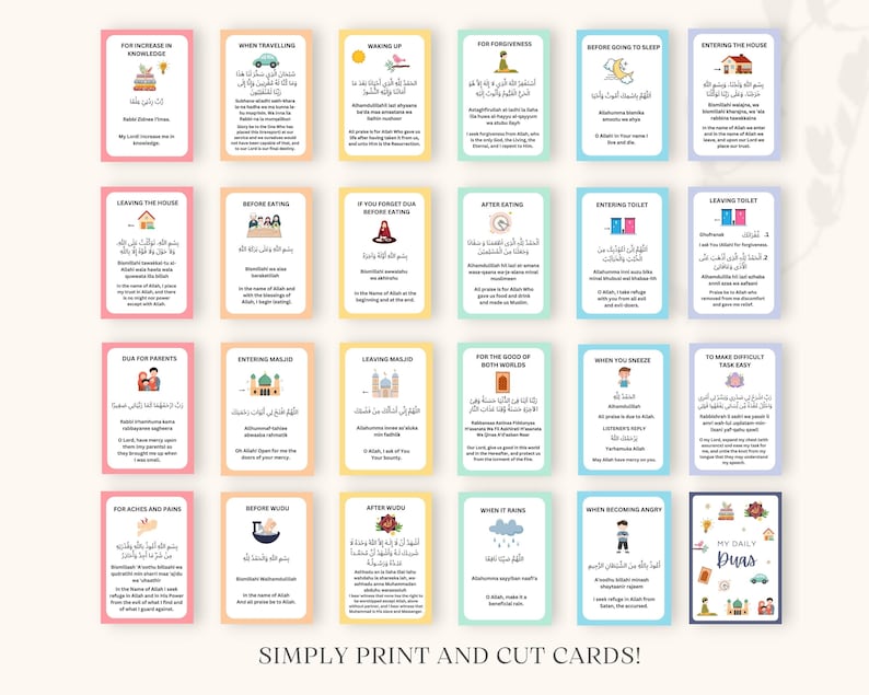 Kids Dua Cards, Islamic Kids Printables, Duas for Kids, Children Dua ...