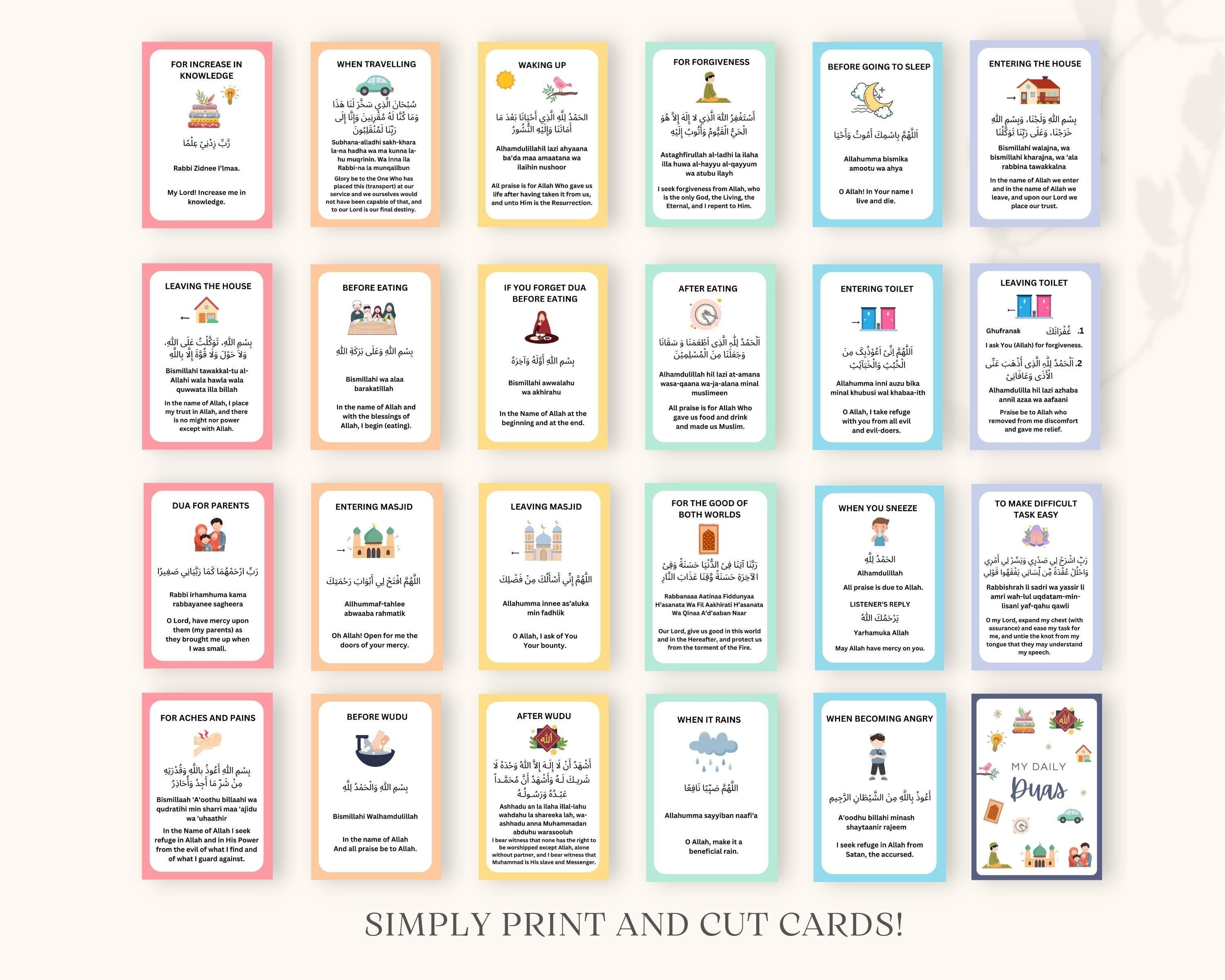 Kids Dua Cards Islamic Kids Printables Duas for Kids - Etsy UK