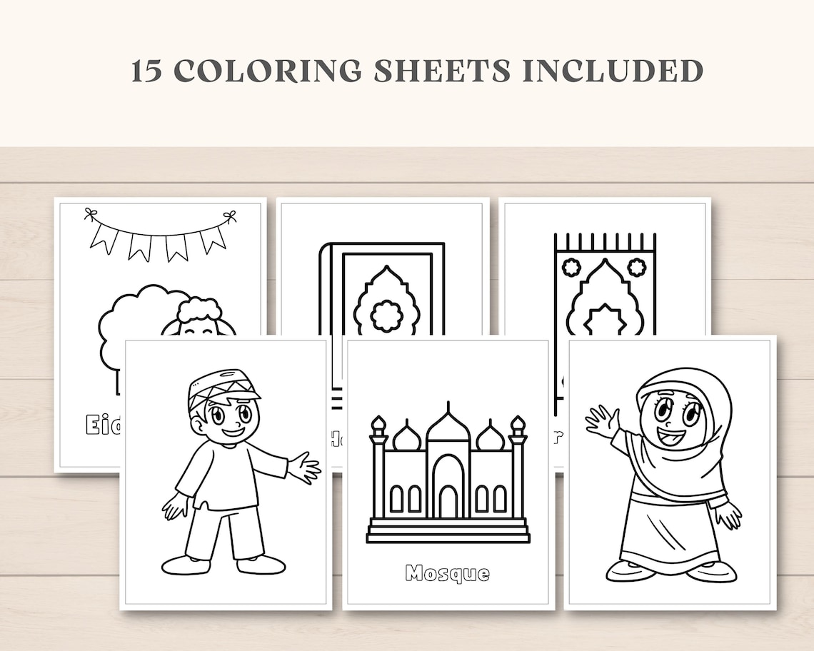 Islamic Coloring Pages, Easy Kids Coloring Printable, Ramadan Coloring ...