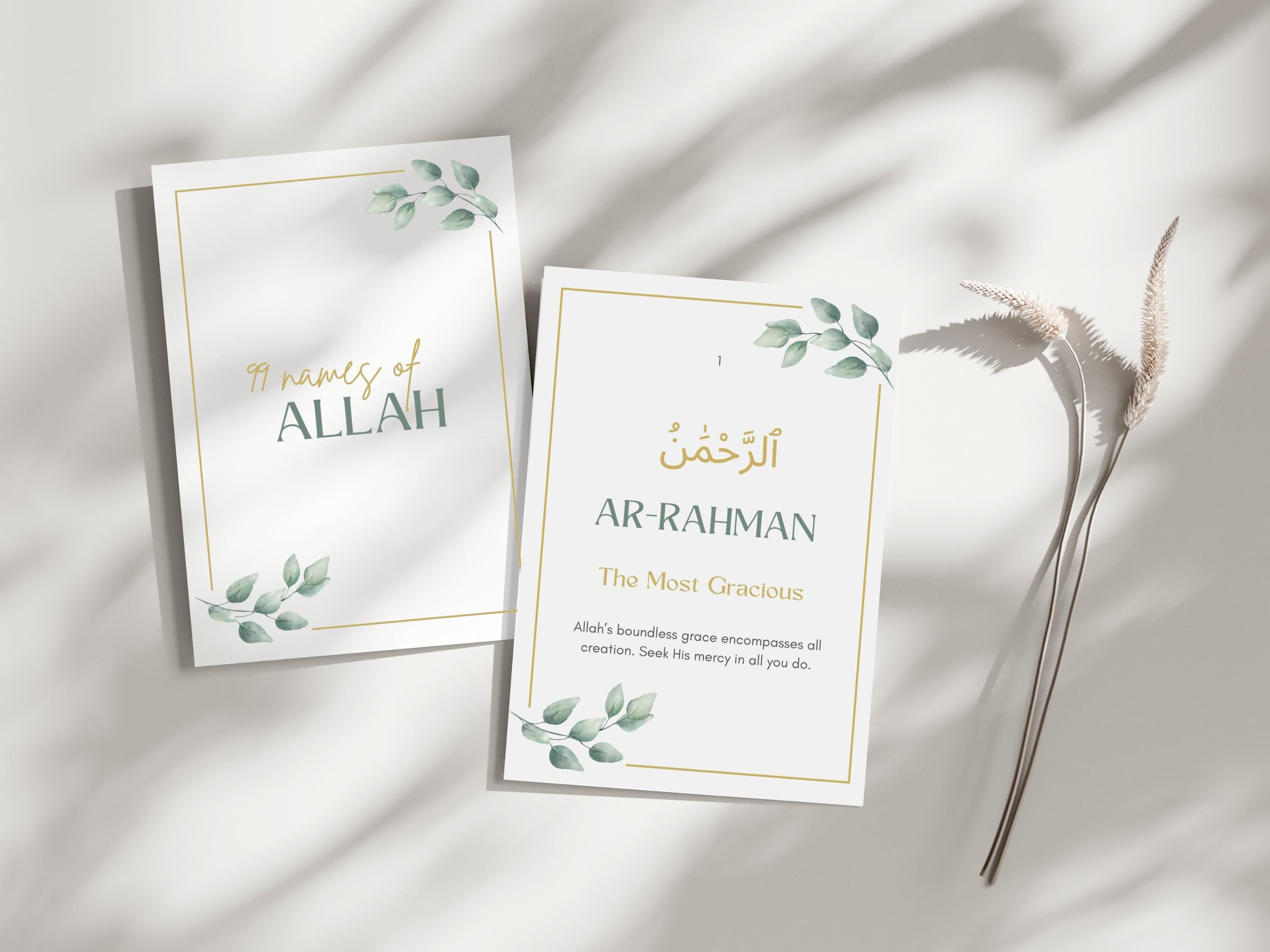 99 Names of Allah Cards, 99 Names of Allah, Asma Ul Husna, Muslim Gift, Asma Ul Husna Cards ...