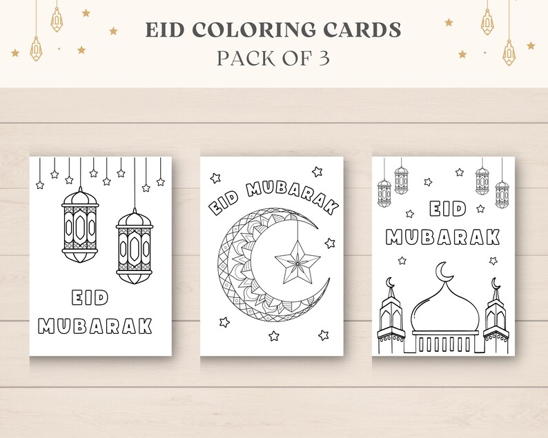 Eid Coloring Cards DIY Eid Cards Eid Card Printable Eid - Etsy