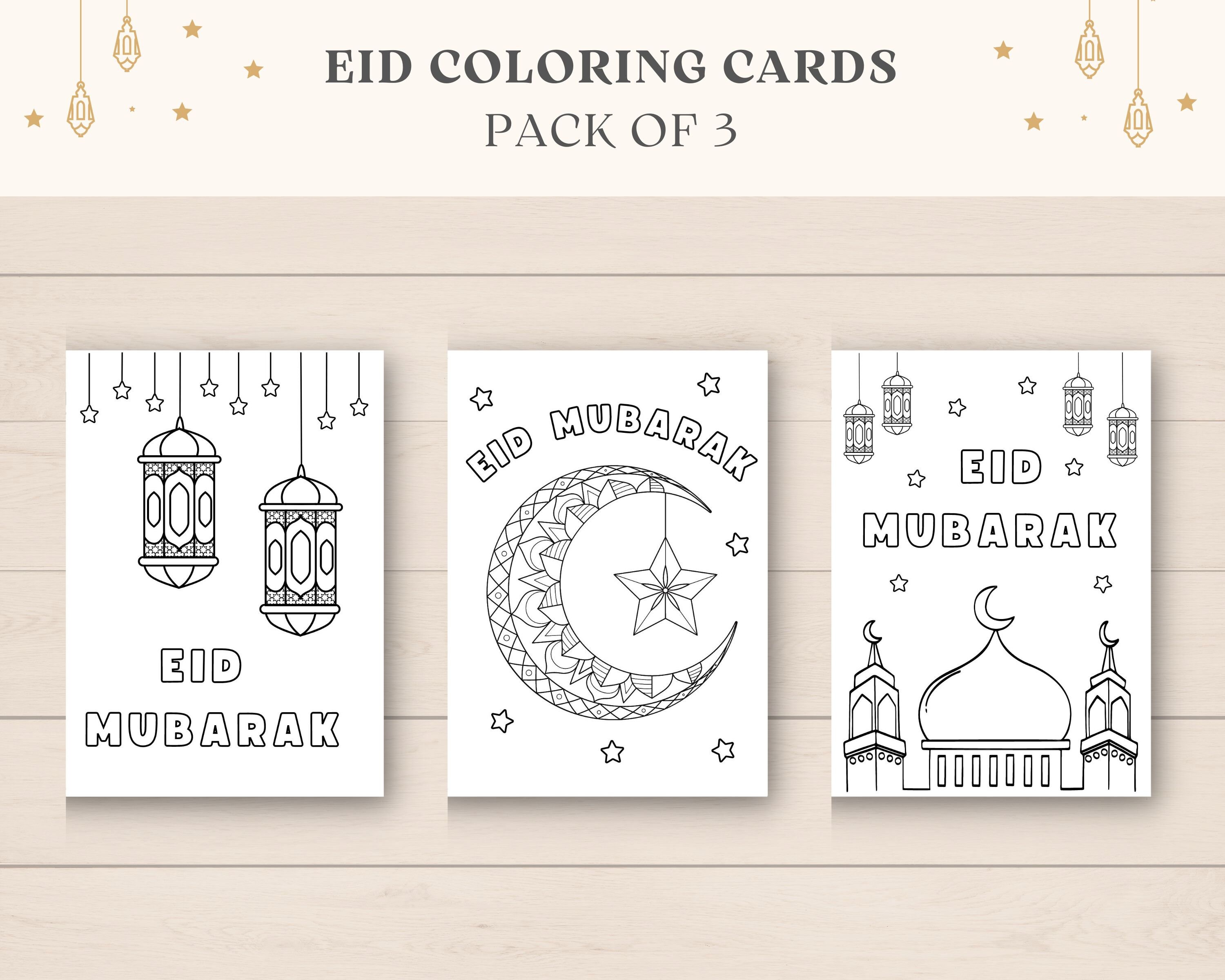 Eid Coloring Cards DIY Eid Cards Eid Card Printable Eid - Etsy