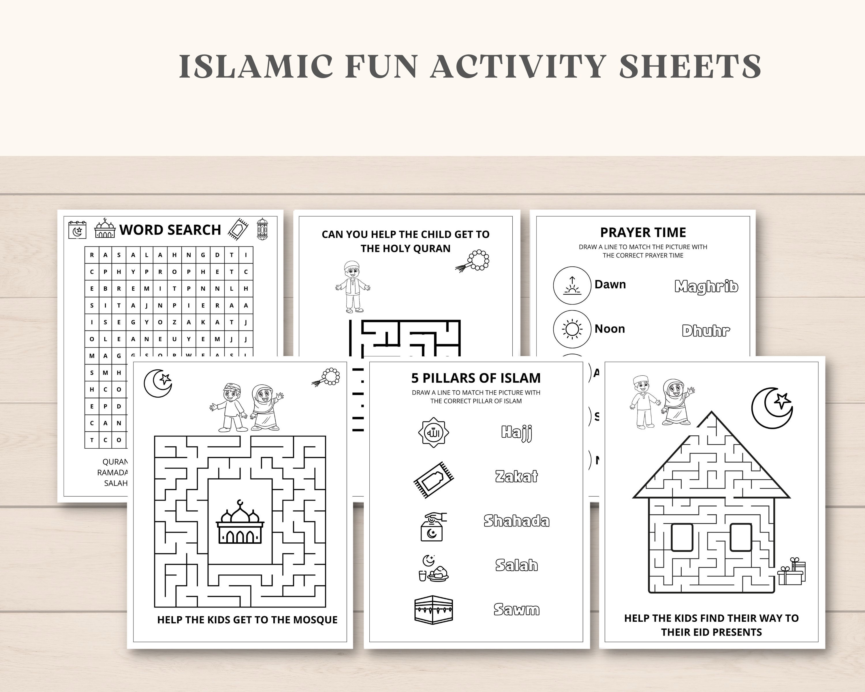 Islamic Activity Book Printable, Islamic Activities Printable, Islamic ...