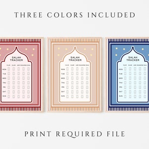 Salah Tracker Printable, Daily Salah Tracker, Salah Chart, Prayer Chart ...