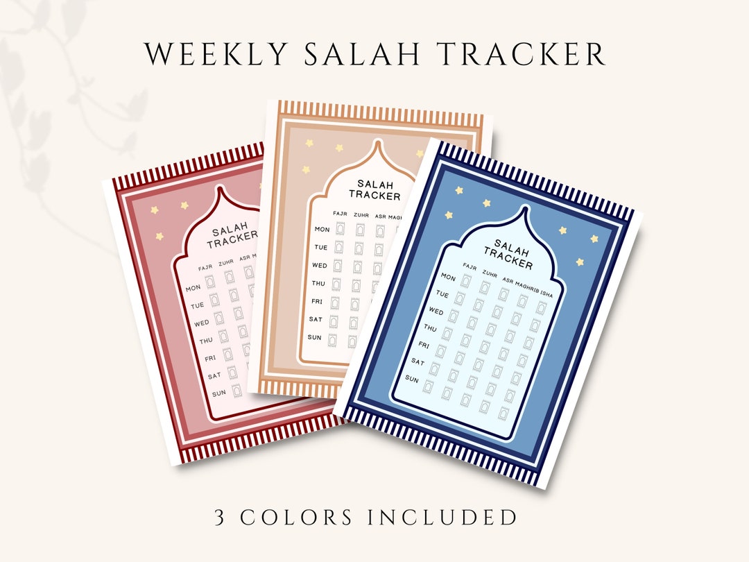 Salah Tracker Printable, Daily Salah Tracker, Salah Chart, Prayer Chart ...