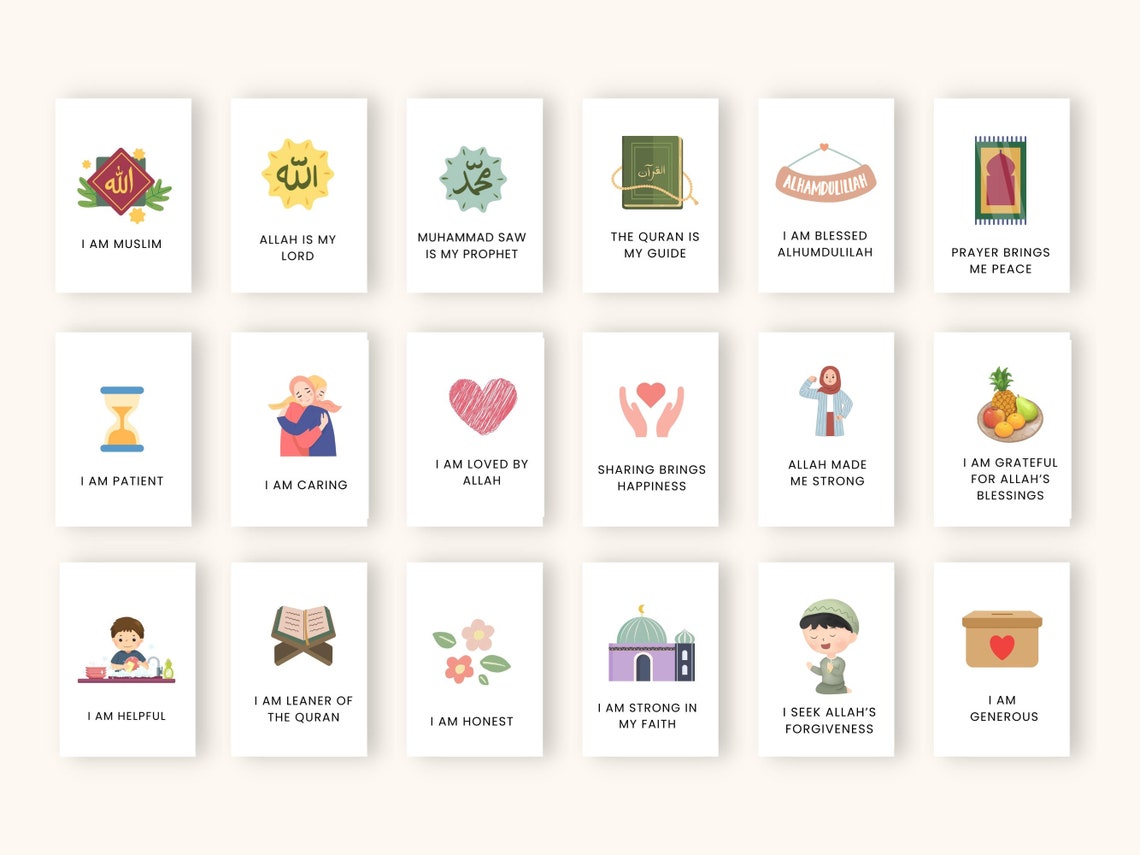 Islamic Affirmations Cards for Kids, Muslim Affirmations, Muslim Kids ...