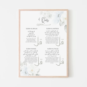 4 Quls Wall Art, Islamic Wall Art, Printable Muslim Wall Art, Quran ...
