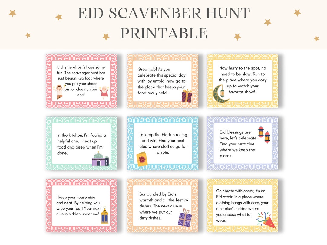 Eid Scavenger Hunt Printable Eid Activity Eid Games Indoor - Etsy