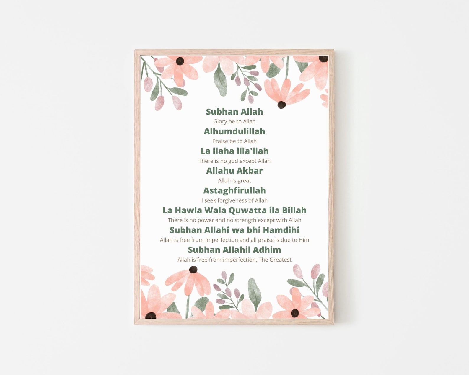 Daily Dhikr Reminder Printable, Islamic Daily Duas, Islamic Home Decor ...