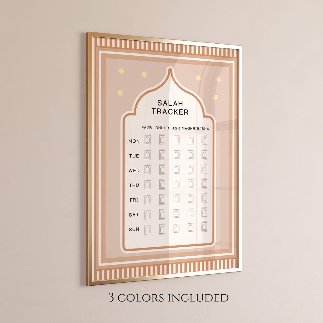 Salah Tracker Printable, Daily Salah Tracker, Salah Chart, Prayer Chart ...