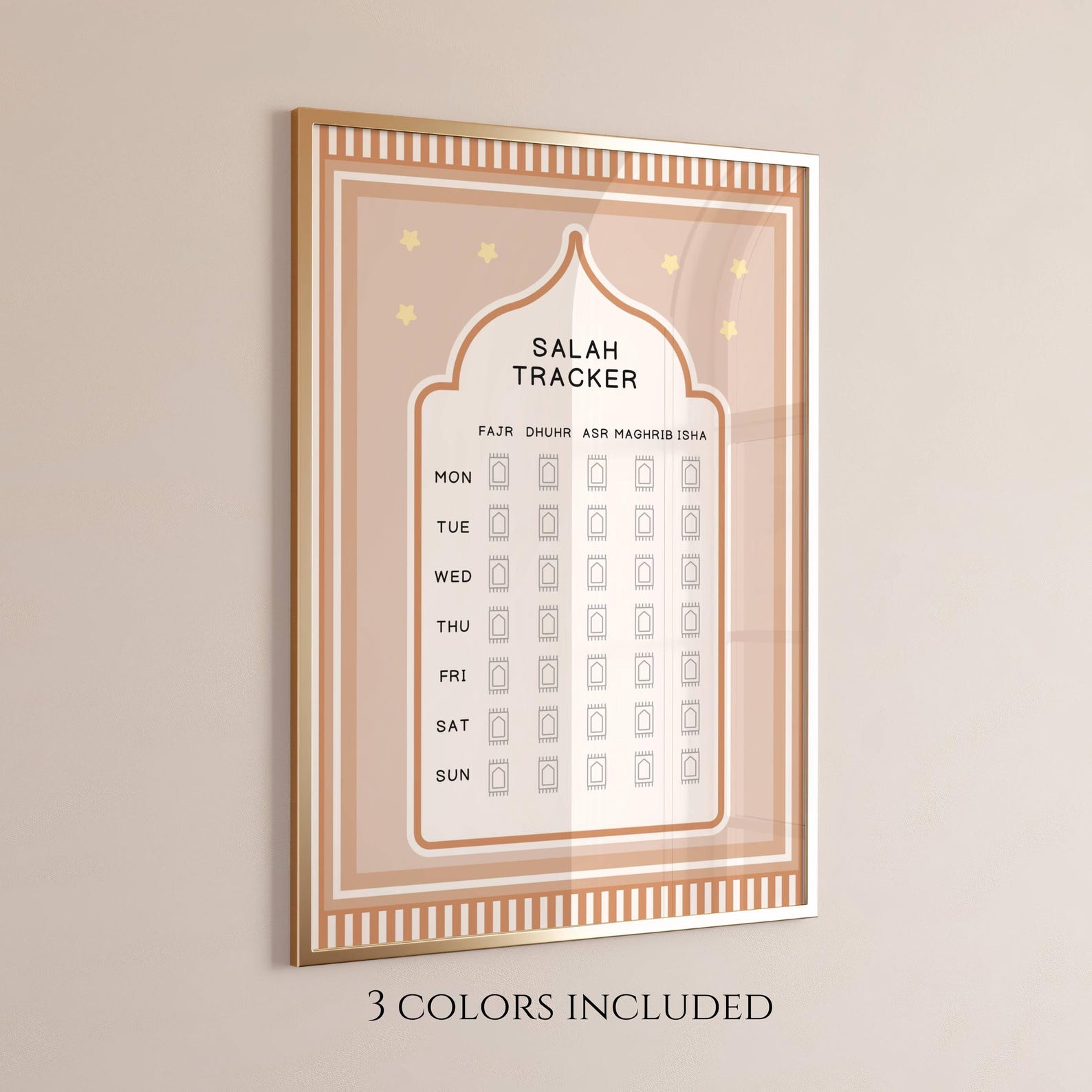 Salah Tracker Printable, Daily Salah Tracker, Salah Chart, Prayer Chart ...