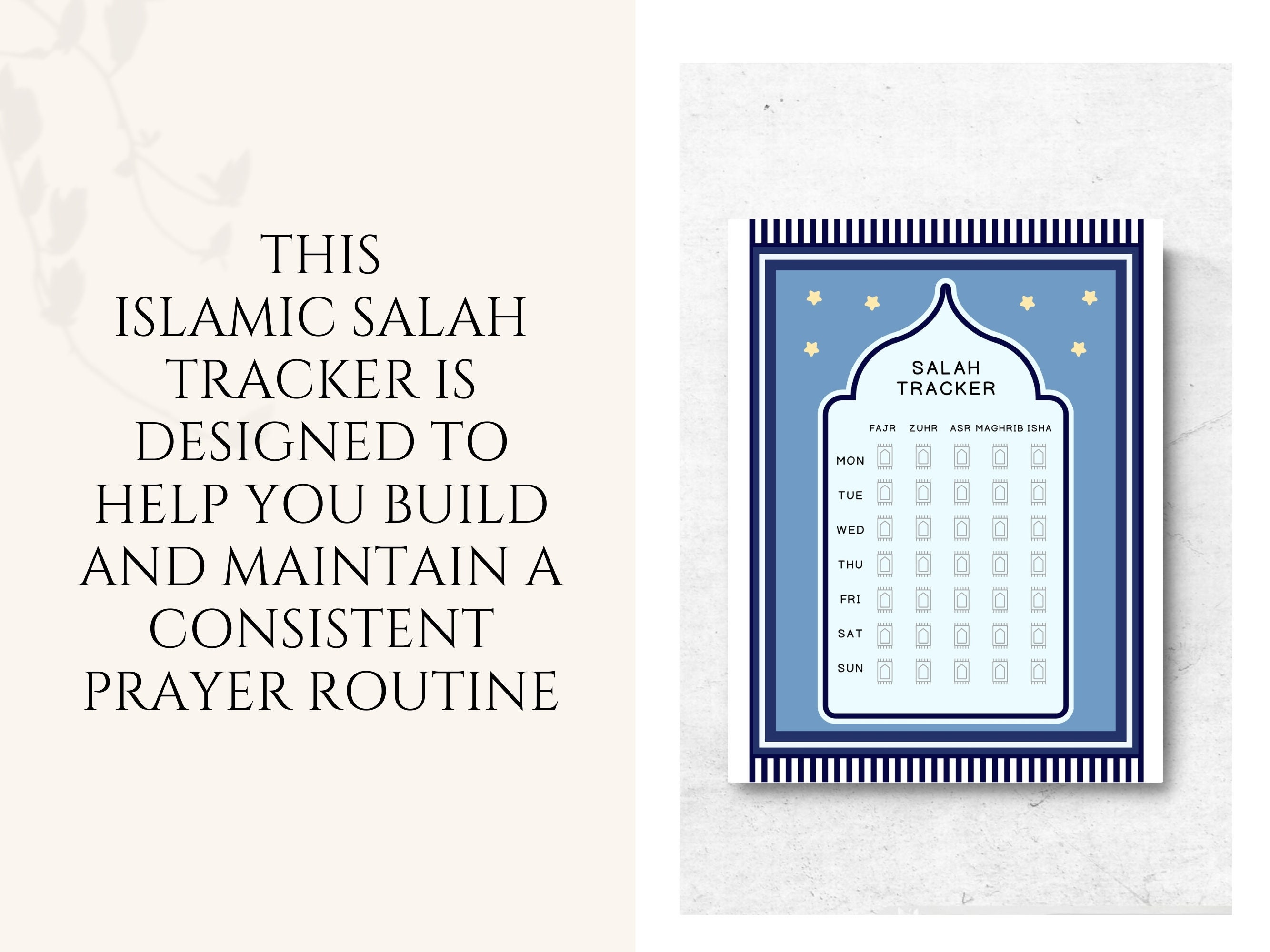 Salah Tracker Printable, Daily Salah Tracker, Salah Chart, Prayer Chart ...