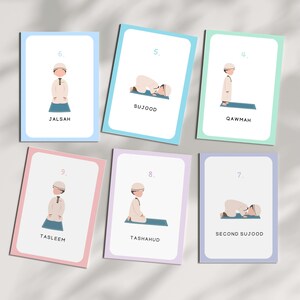 Salah Positions Flashcards, Islamic Prayer Steps for Kids, Learn Salah ...
