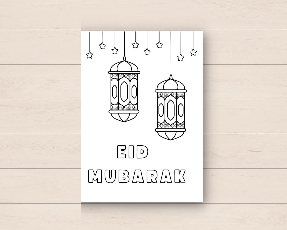 Eid Coloring Cards DIY Eid Cards Eid Card Printable Eid - Etsy